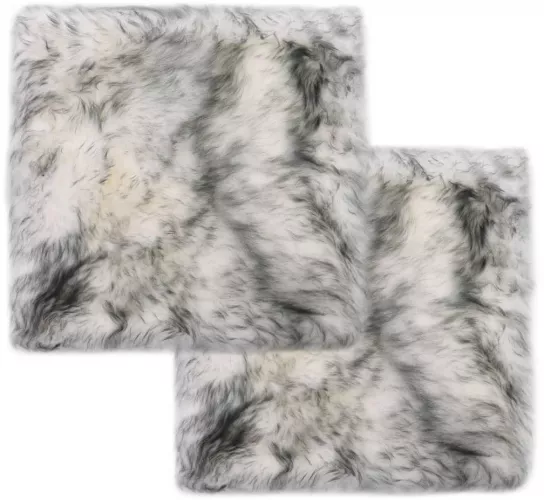 Pernute scaun 2 buc. gri inchis 40x40 cm piele oaie naturala 283889 ...