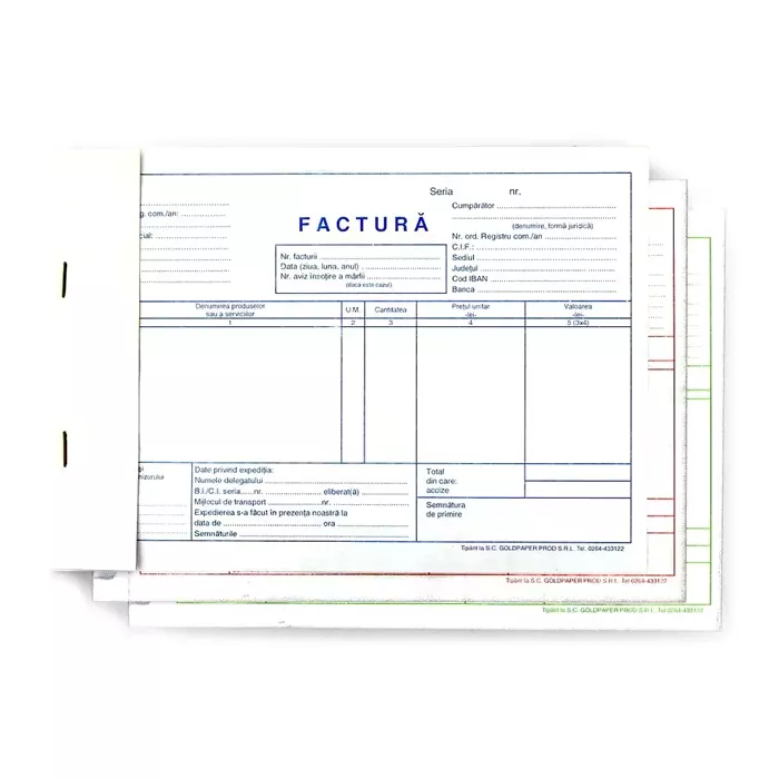 Facturi fara TVA format A5 orientare vedere 150 file coperti carton ...