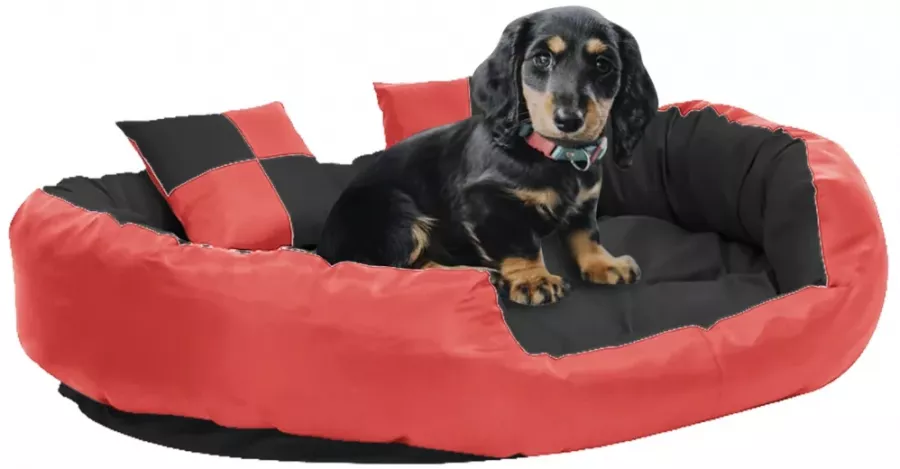 Perna reversibila lavabila pt caini rosu si negru 110x80x23 cm 171217 ...