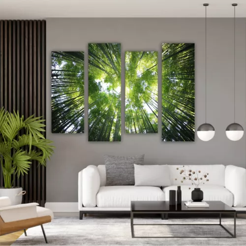 Set 4 Tablouri Multicanvas Padure de bambus 0830 160X120 cm - domo.ro