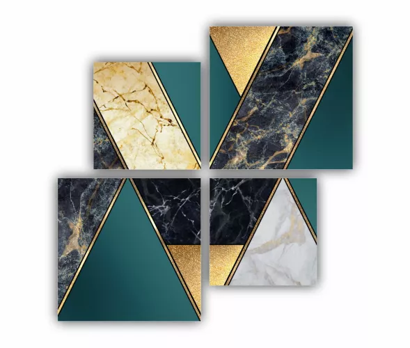 Set 4 Tablouri Multicanvas Textura creativa a marmurei incrustatie de ...