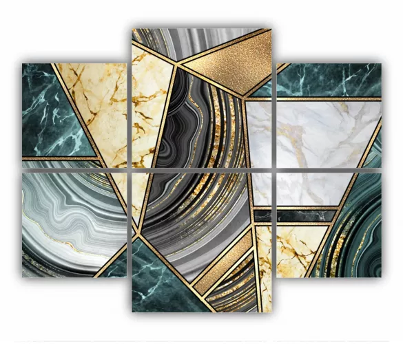 Set 6 Tablouri Multicanvas Textura creativa a marmurei incrustatie de ...