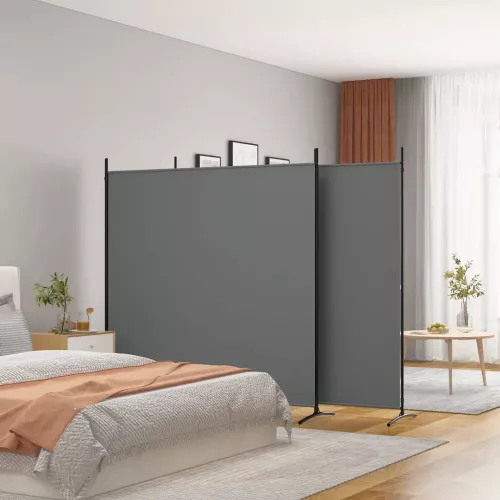 Paravan de camera cu 3 panouri antracit 525x180 cm textil 350280 - domo.ro