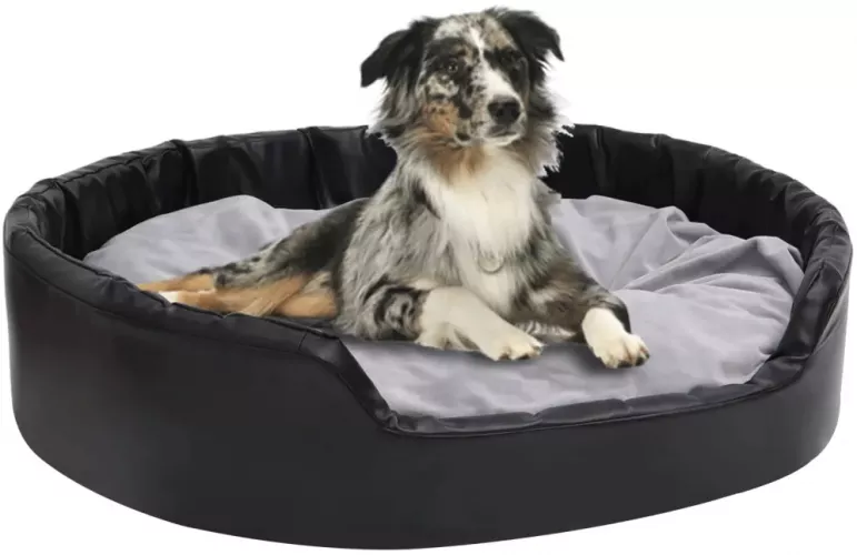 Pat pentru caini negru/gri 99x89x21 cm plus/piele ecologica 171256 ...