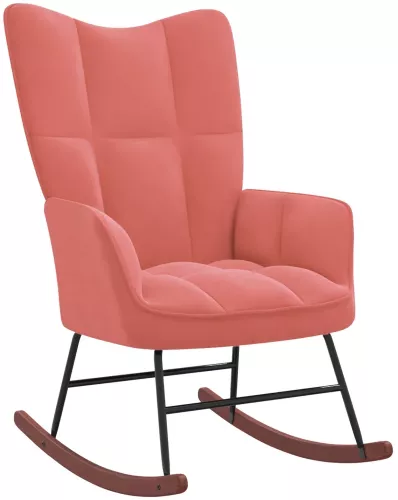 Scaun balansoar roz catifea 328143 - domo.ro