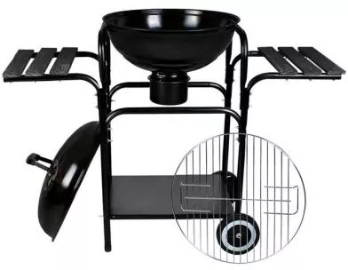 Gratar gradina grill rotund cu roti capac rafturi 44 cm 116x40x100 cm ...