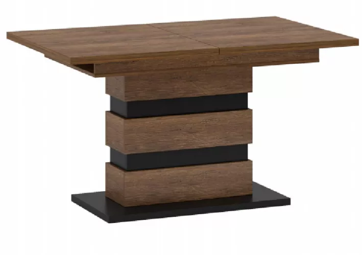 Masa extensibila din mdf maro stejar bolzano si negru Delis180x86x79 cm ...