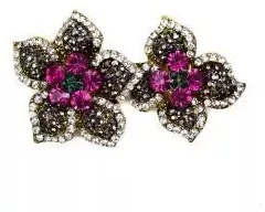 Brosa dama cu 2 flori ciclam - domo.ro