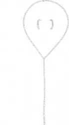 Set colier cu cercei Elegant Tear placat cu aur alb 18k 802688s001 ...