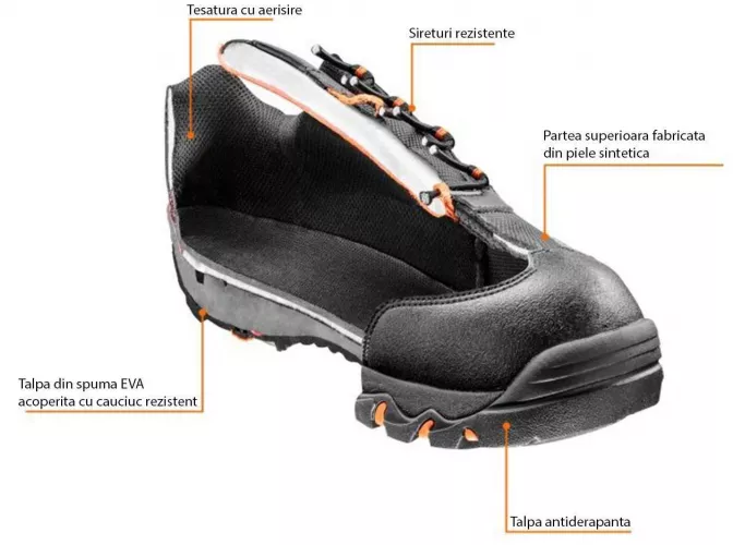 Pantofi de lucru fara elemente metalice SRA talpici/branturi marimea 43 NEO
