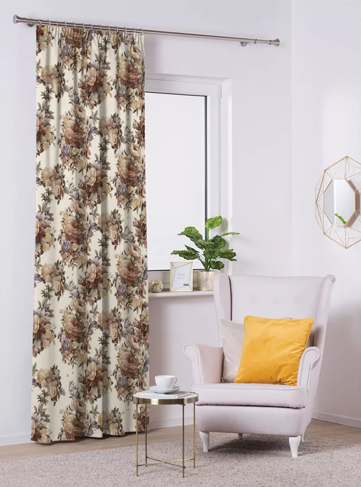 Set draperii blackout model floral cu rejansa din bumbac tip fagure Madison