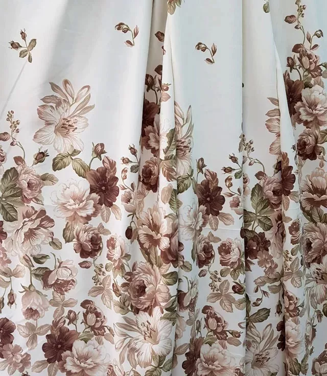 Set draperii dim-out model floral cu rejansa din bumbac tip fagure Madison