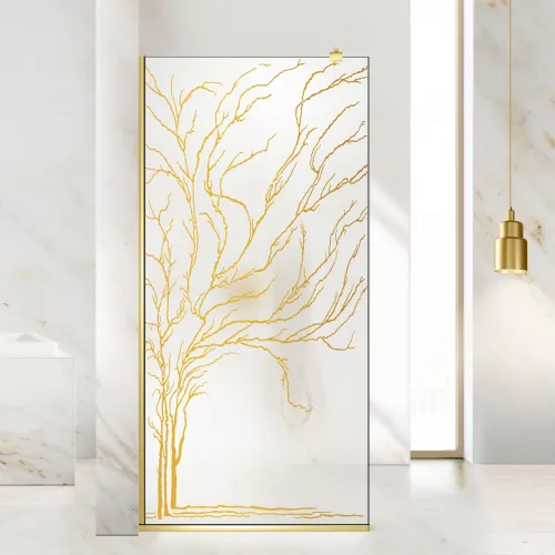 Paravan dus walk-in Aqua Roy Gold model Tree auriu 90x195 cm sticla 8 ...