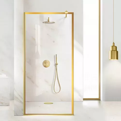 Paravan dus walk-in Aqua Class Gold model Frame auriu 100x195 cm sticla ...