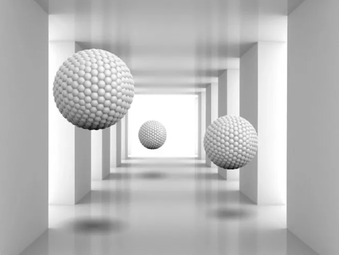 Fototapet autocolant Tunel cu bile albe 250 x 150 cm