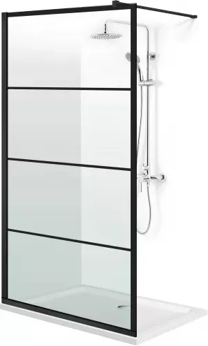 Paravan dus walk-in Aqua Roy Black model Park negru 100x195 cm sticla 8 ...