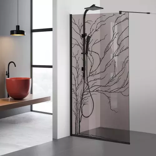Paravan dus walk-in Aqua Roy Black model Tree negru 70x195 cm sticla 8 ...