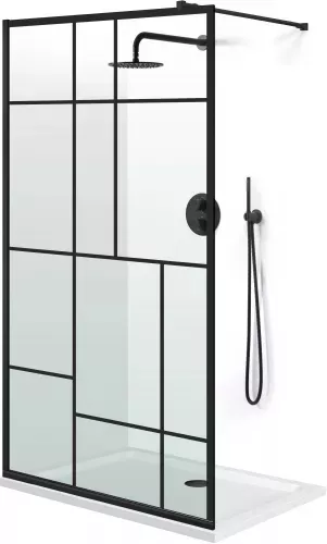 Paravan dus walk-in Aqua Roy Black model Urban negru 100x195 cm sticla ...