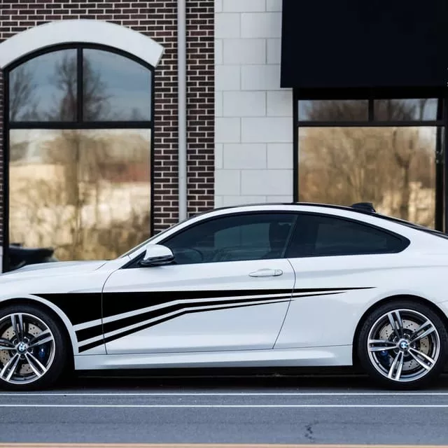 Set 2 stickere pentru capota auto sau alt element de caroserie cu dungi ...