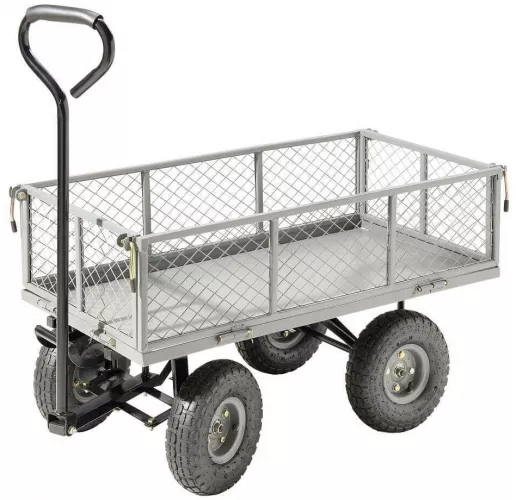Carucior cu 4 roti pentru gradina din otel basculabil capacitate 200 kg ...