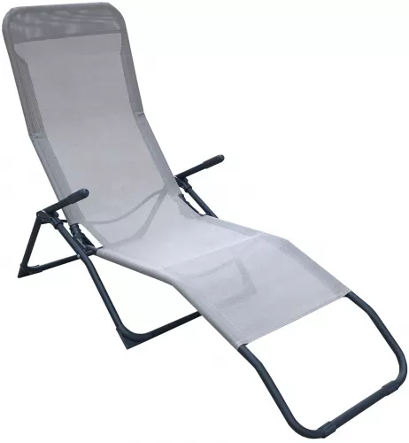 Sezlong pliabil otel/textil 142 x 60 x 99 cm bej CLM0088 - domo.ro