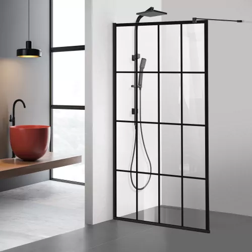 Paravan dus walk-in Aqua Roy Black model Rank negru 90x195 cm sticla 8 ...