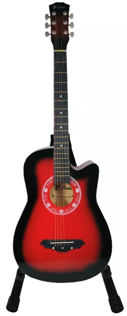 Chitara clasica IdeallStore® 95 cm lemn Cutaway rosie stativ inclus - domo.ro