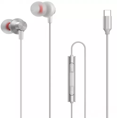 Casti in-ear cu conector USB-C model Dub Step bass cu microfon White ...