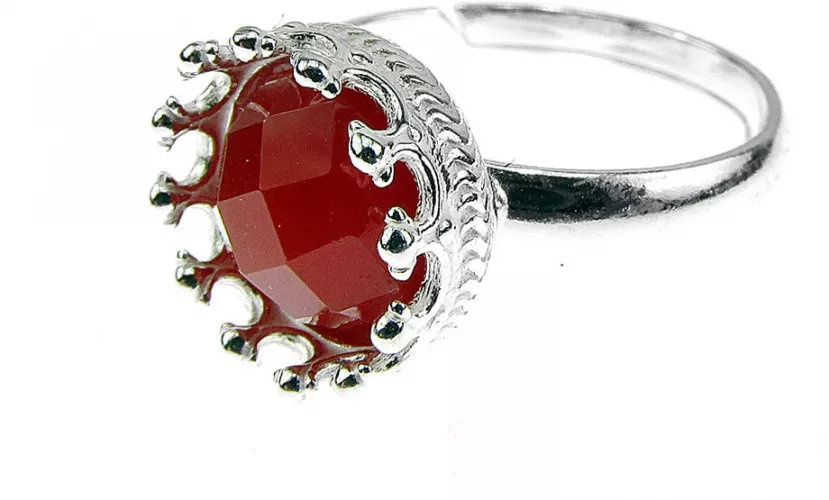 Inel argint reglabil coroana cu carneol fatetat 8 MM c2sb_949755582 ...