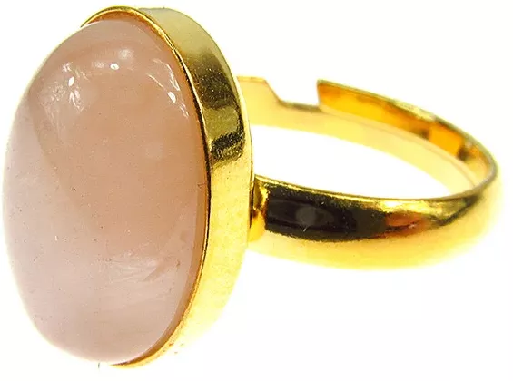 Inel argint reglabil placat cu aur cu cuart roz 14x10 MM rlww_949756025 ...