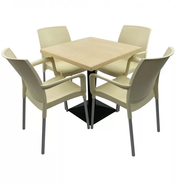 Set bistro de exterior masa patrata 80x80cm Raki Maple blat werzali si ...