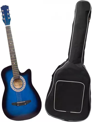 Chitara clasica IdeallStore® 95 cm lemn Cutaway albastra husa inclusa - domo.ro