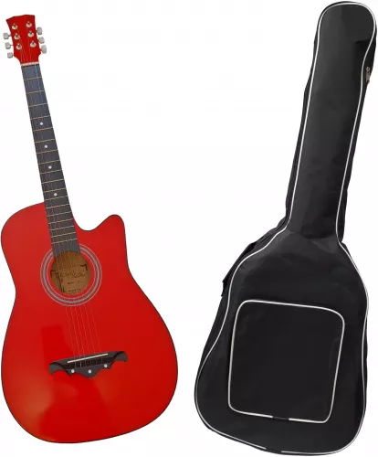 Chitara clasica IdeallStore® 95 cm lemn Cutaway rosu husa inclusa 0owx_855572293