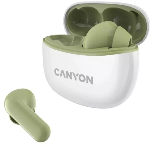 Casti True Wireless Canyon TWS-5 Bluetooth In-Ear Microfon Alb/Verde ...