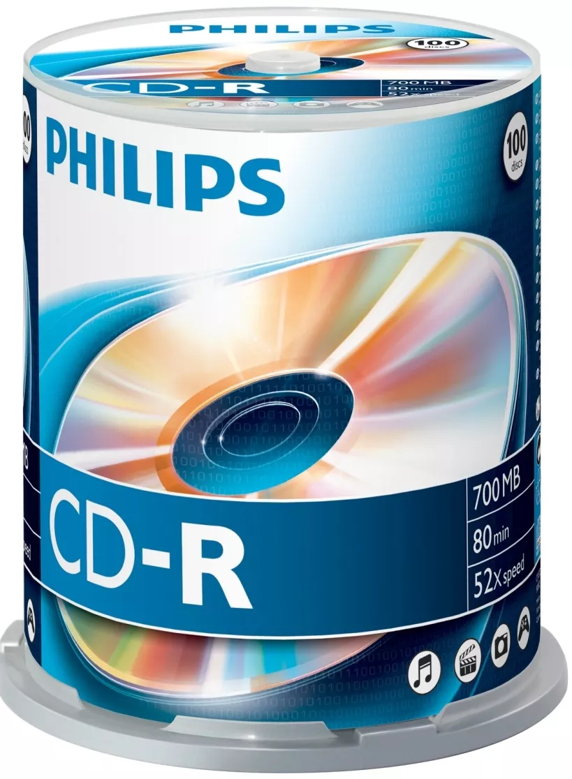 Cd-r 700mb-80min 100 Buc. Spindle 52x Philips w4j1_2149318 - domo.ro