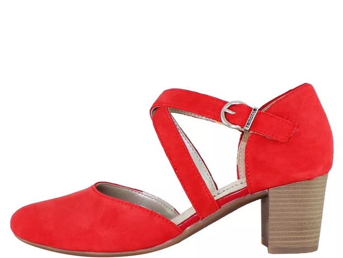 Pantofi cu toc dama piele naturala - Remonte rosu - Marimea 40 apqj ...