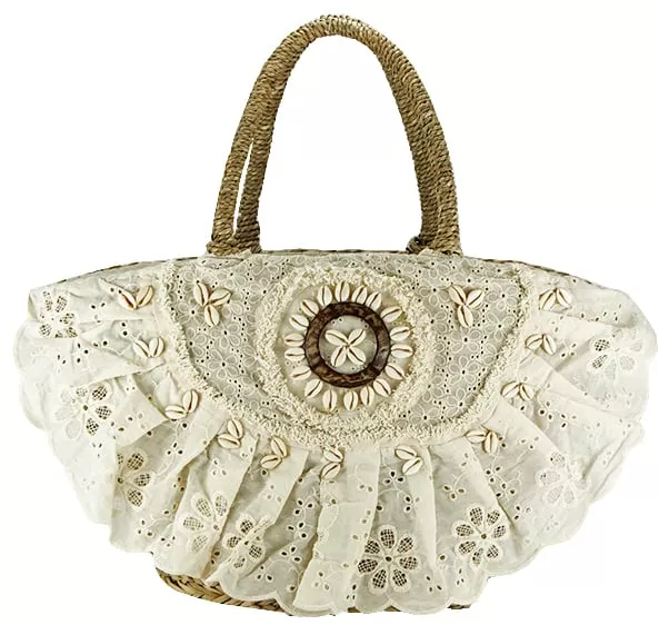 Geanta de plaja din paie naturale B-406 Bej a5xr_468818441 - domo.ro