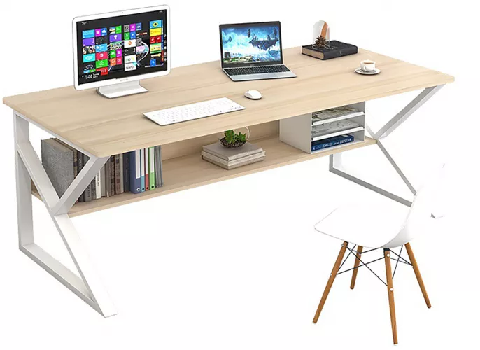 Birou cu raft stejar natural alb TARCAL 140 tk-0000277519 - domo.ro