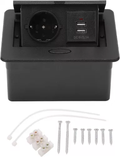 Priza incorporabila in blat bucatarie masa sau birou 2X USB - domo.ro