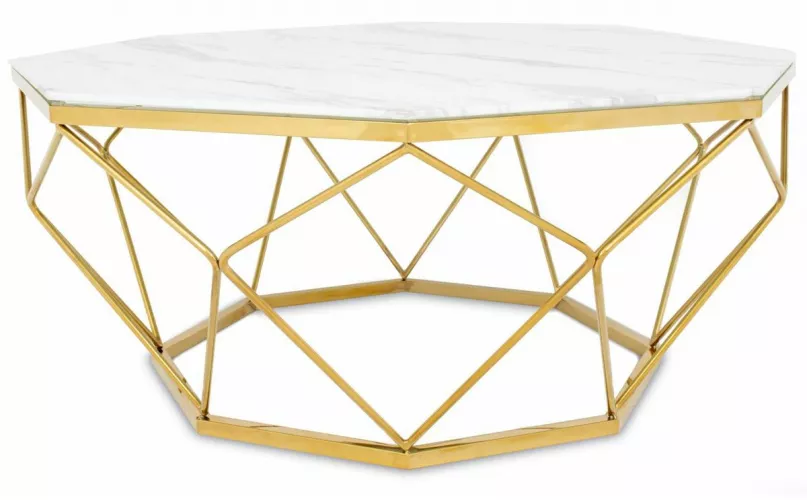 Masa de cafea alba din aur volare IH-026GW - domo.ro