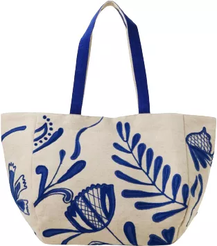 Geanta de plaja Monsoon Brodata cu motive florale Bumbac Iuta 60x20x60 ...