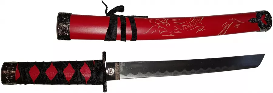 Set sabii katane decorative IdeallStore and reg panoplie Ninja Warrior rosu
