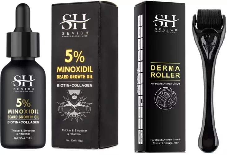 Pachet crestere barba si par ulei 5 MINOXIDIL Biotin Collagen Derma ...