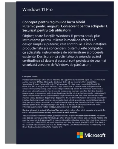 Licenta retail Microsoft Windows 11 Pro 32-bit/64-bit English USB P2 ...