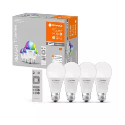 Pachet 4 Becuri LED RGB inteligente Ledvance SMART+ WiFi Classic ...