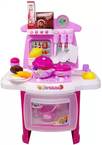 Set Bucatarie Roz 25 Piese cu lumini si sunete aragaz SALAMANDRA KIDS ...