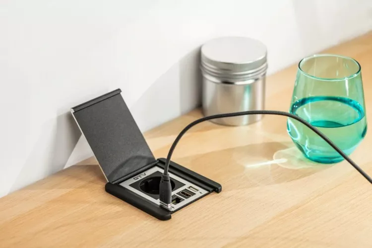 Priza incorporabila Flip cu 1 priza Schuko 1 port HDMI 1 port RJ45 si 2 ...