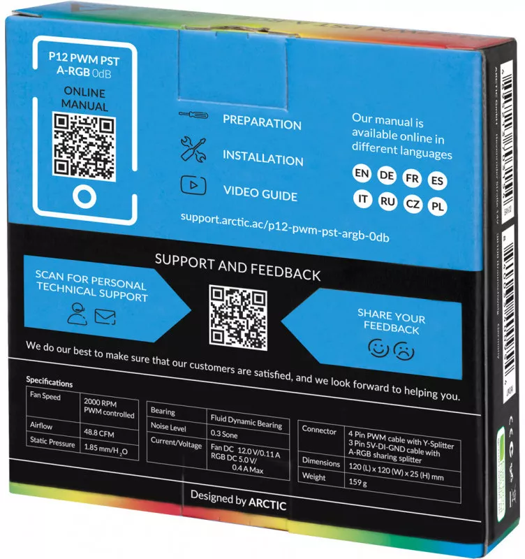 Ventilator ARCTIC AC P12 PWM PST A-RGB 0dB ACFAN00231A acfan00231a ...