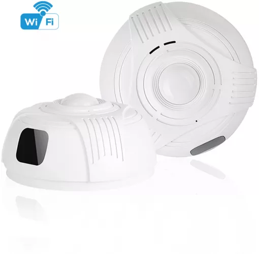 Detector Fum cu Camera Ascunsa Full HD Rotatie senzor 330 grade WIFI IP ...