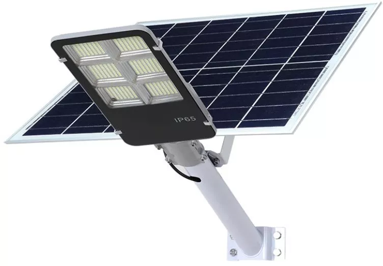 Lampa solara stradala KlaussTech 300W cu suport metalic panou solar ...
